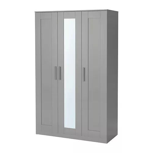 IKEA Puerto Rico - BRIMNES wardrobe, 3 doors, gray, 46 "x19 3/4 "x74 3/4