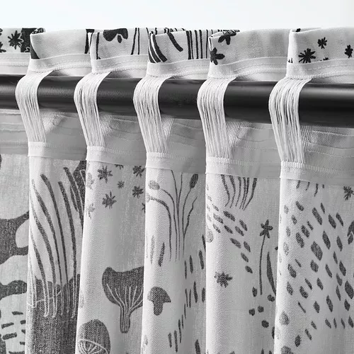 IKEA Puerto Rico - STOCKHOLM 2025 curtains, 1 pair, white/black/with heading tape, 57x98
