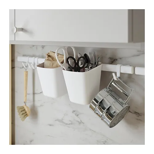 IKEA Puerto Rico - SUNNERSTA rail with 4 hooks and 2 containers, white ...