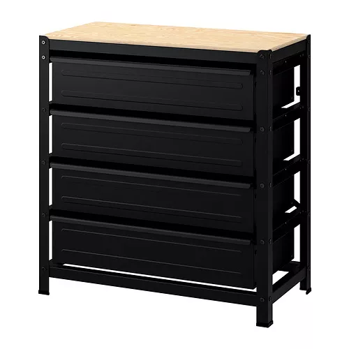 IKEA Puerto Rico - BROR work bench with drawers, black/pine plywood ...