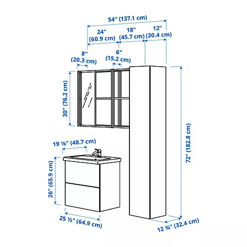 IKEA Puerto Rico - ENHET Bathroom furniture set with PILKÅN tap,, white
