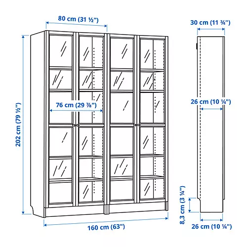 IKEA Puerto Rico - BILLY/OXBERG vitrina, efecto roble, 63 "x11 3/4 "x79 ...