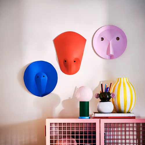IKEA PS 2026 wall decoration, set of 3, pink red/blue
